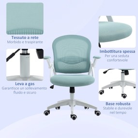 Ergonomická kancelářská židle Vinsetto s síťovaným opěradlem a polstrovaným sedákem, výškově nastavitelná, 65,5x61,5x88-97,5cm, modrá
