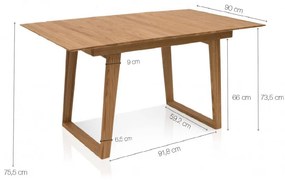 Rozkládací jídelní stůl masiv divoký dub Ronny 130/180x90
