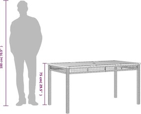 vidaXL Zahradní stůl béžový 140 x 80 x 75 cm polyratan akáciové dřevo [366276] Barva: béžová a hnědá