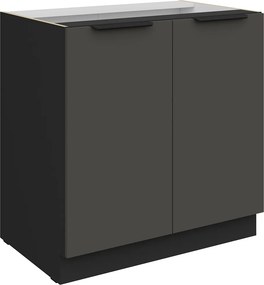 ARIA pe | dolní skříňka 80 D 2F policová | 80 cm | ANTI FINGERPRINT povrch | černá/šedá grafit