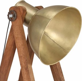 Stojací lampa mosazná E27 masivní mangovníkové dřevo 320588