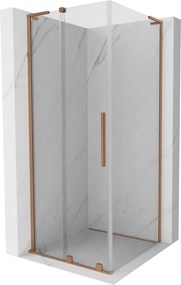 Mexen Velar L, sprchový kout s posuvnými dveřmi 100 x 100 cm, 8mm čiré sklo, měděná matná, 871-100-100-03-65