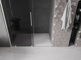 Mexen Velar, posuvné sprchové dveře do otvoru 130 cm, 8mm šedé sklo, broušená ocel, 871-130-000-41-97