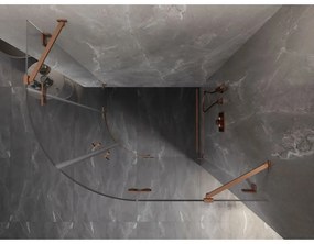 Mexen Lunar, pravý půlkruhový sprchový kout 100 x 70 cm, 8mm čiré sklo, profil měděná matná, 833-100P-070L-65-00