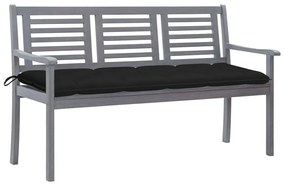 3místná zahradní lavice s poduškou 150 cm šedá eukalyptus - Default Title