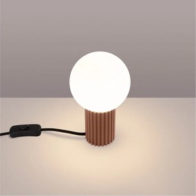 Světle hnědá stolní lampa se skleněným stínidlem (výška 19 cm) Orbital – Sollux