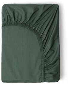 Tmavě zelené elastické prostěradlo z bavlněného saténu HIP, 140 x 200 cm