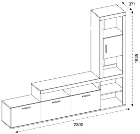 Obývací stěna Jacky, dub artisan/bílá
