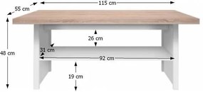 Tempo Kondela, s.r.o. Konferenční stolek 115, bílá / dub sonoma, TOPTY TYP 18