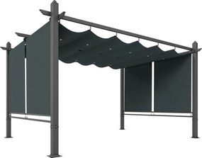 Pergola 3 x 4 m s posuvnou střechou, automaticky zatahovací rolety, hliníkový rám UV50+