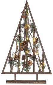 Dekorativní figurka vánoční stromeček LED tmavé dřevo SVIDAL Beliani
