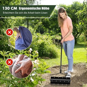 Costway Ruční válečkový provzdušňovač trávníku s rukojetí a hřebíky válec
