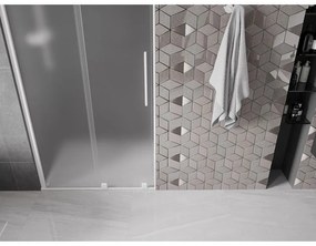Mexen Velar, posuvné sprchové dveře do otvoru 110 cm, 8mm sklo námraza, bílá matná, 871-110-000-31-20
