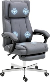 Kancelářská židle Vinsetto s 5 masážními režimy, ergonomická kancelářská židle s funkcí sklonu, výškově nastavitelná počítačová židle, podnožka, otočn