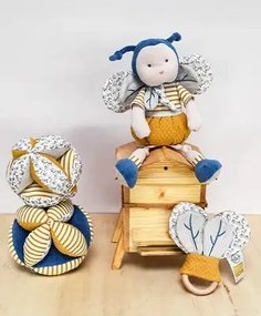 Doudou Textilní aktivní míč s chrastítkem včelka 15 cm / od 0 let