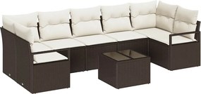 Set pohovek 8 ks 7-Počet míst Hnědá a krémová polyratan 3346298