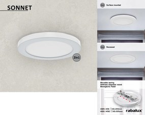 Rabalux Bílé přisazené/vestavné LED svítidlo Sonnet 330mm 30W 1490