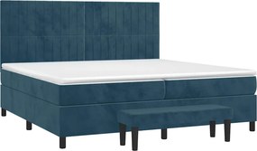 Box spring postel s matrací tmavě modrá 200x200 cm samet 3137987