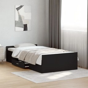 Rám postele se zásuvkami černý 75 x 190 cm kompozitní dřevo 3280350