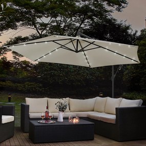 Juskys LED slunečník Brazílie 350 cm - krémový