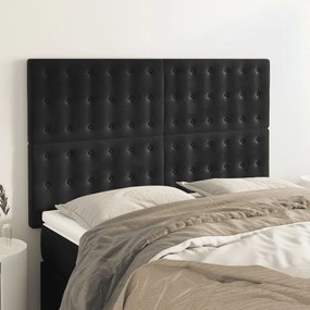 Čelo postele černé 144x5x118/128 cm sametové 3116816