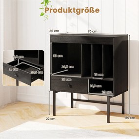 Costway Skříňka na gramofon se zásuvkou a držáky desek, černá