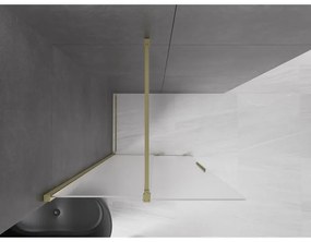Mexen Velar, sprchová zástěna s posuvnými dveřmi Walk-in 110 x 200 cm, 8mm sklo námraza, zlatá matná, 871-110-000-33-55