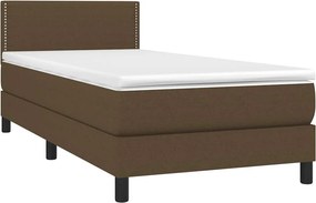 Box spring postel s matrací a LED tmavě hnědá 100x200 cm textil 3133056