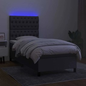 Box spring postel s matrací a LED tmavě šedá 80 x 200 cm textil 3135070