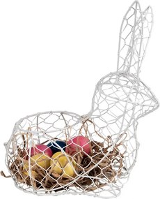 Bílý drátěný dekorační košík králík Bunny L - 28*15*30 cm