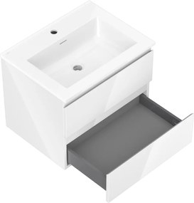 Mexen Orio, koupelnová skříňka 60 cm s umyvadlem Otis, 2 zásuvky, bílá lesklá, 91A10-06047-2-BFF00-W18M00
