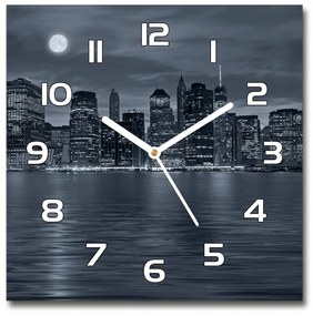 Wallmuralia Skleněné hodiny čtverec New York noc 30x30 cm