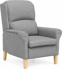 křeslo relaxační, odpočinkové, ušák, dřevo/textil, 101x95x75 cm, přírodní/světle šedá, Dekorino KR20260034