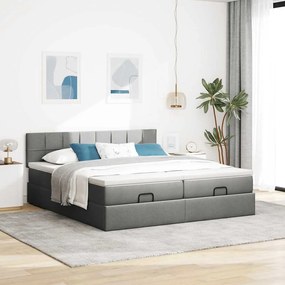 Osmanský rám postele s matrací tmavě šedá 160x200cm textil 3312837