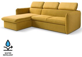 Malá sedací souprava SLIM | 179x235 cm | LEVÁ | 48 hořčicová žlutá | rozkládací + úložný prostor