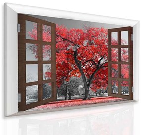 3D obraz okno k podzimu Velikost (šířka x výška): 50x40 cm