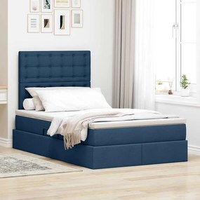 Postel s úložným prostorem a matrací Modrá 120 x 200 cm textil 3371903