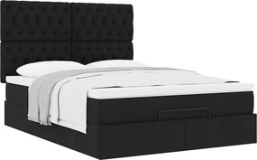 Osmanský rám postele s matrací černá 140x200cm textil 3313246