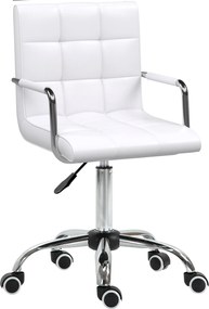 Kancelářská židle HOMCOM výškově nastavitelná 84-99H cm ergonomická otočná židle manažerská židle pro kancelář a domácí kancelář PU bílá | Aosom.de