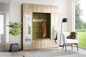 Eka Předsíňová stěna s čalouněnými panely Trinity 32 - Sonoma / Khaki zelená 2327