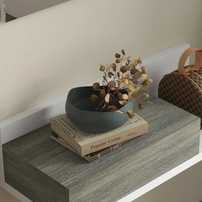 HOMCOM Sada nábytku do vstupní haly s zrcadlem a zásuvkou, moderní styl 75x3,5x75 cm a 75x30,5x20 cm, bílá a šedá