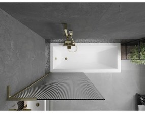 Mexen Next L, 1-křídlová vanová zástěna 80 x 150 cm, 6mm sklo s žebrovým vzorem, zlatý lesklý profil, 895-080-000-03-09-50