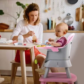 Costway Dětská vysoká židlička 6 v 1 vysoká židlička a jídelní