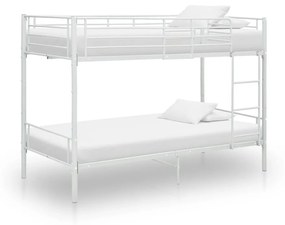 Poschoďová postel bílá kov 90 x 200 cm