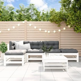 6dílná zahradní sedací souprava bílá masivní borovice 3186327