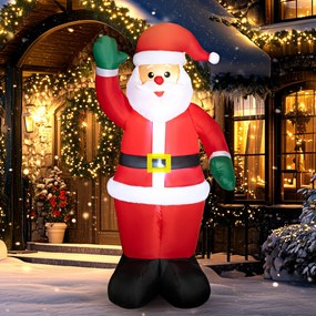 Outsunny Santa Claus, 1,84 m vysoký, s LED osvětlením, samonafukovací zahradní dekorace