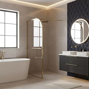 Rea Sky, sprchová zástěna Walk-In 100x200 cm, zlatá matná, REA-K4330