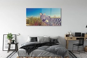 akrylový obraz zebra květiny 140x70 cm