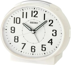 Bílý Budík Seiko QHK059W Hlasitý Alarm Tichý Mechanismus