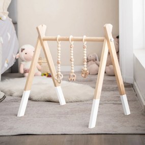 Costway Baby Play Arch Dřevěná hrací hrazda Skládací dětská tělocvična